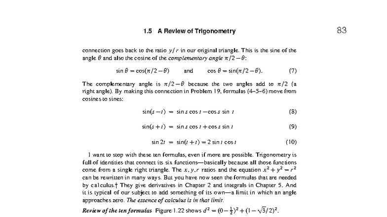 Calculus Notes Summary: Trigonometry and Its Formulas (Part 11) - Studocu