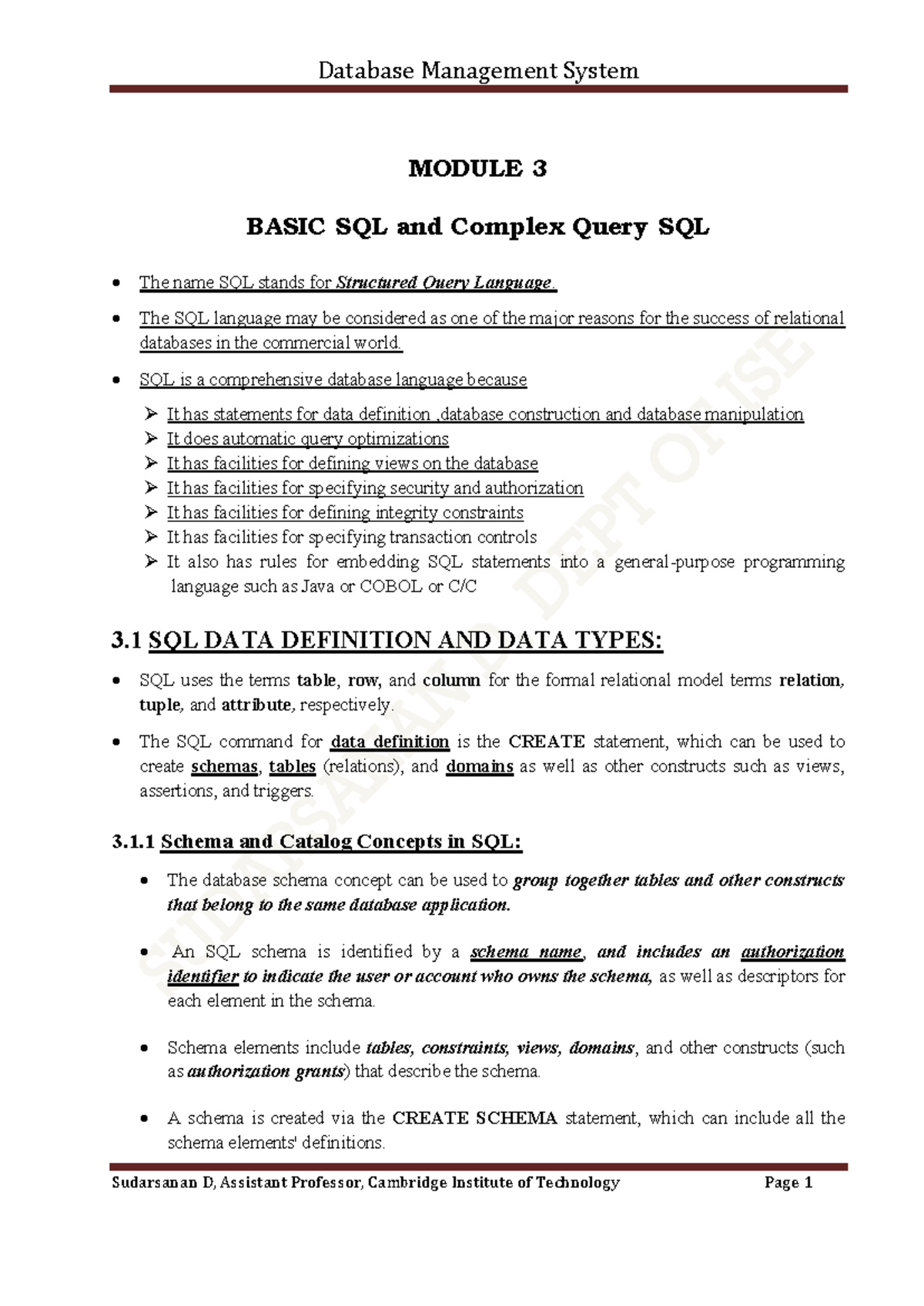 DBMS M3 - Basic SQL & Complex Queries Overview - Studocu