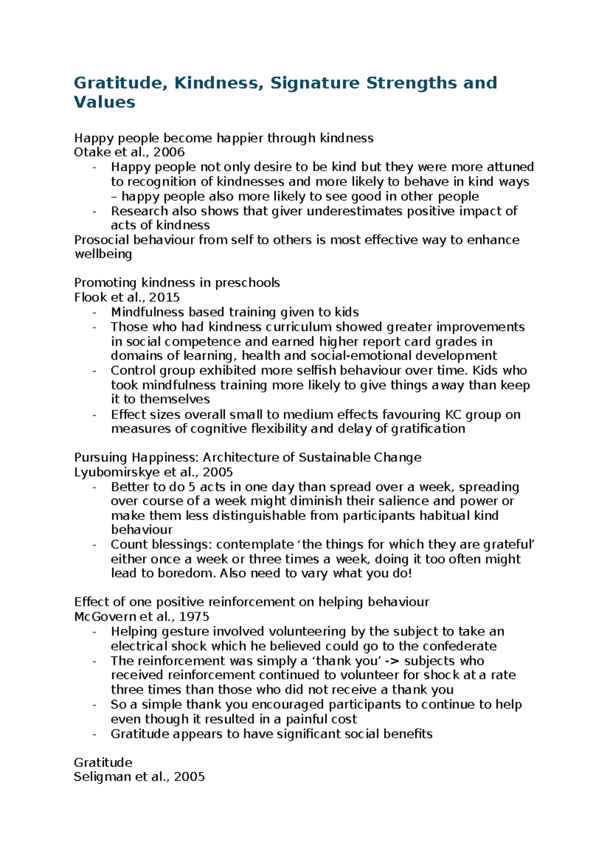 Psyc214 kindness - Gratitude, Kindness, Signature Strengths and Values ...