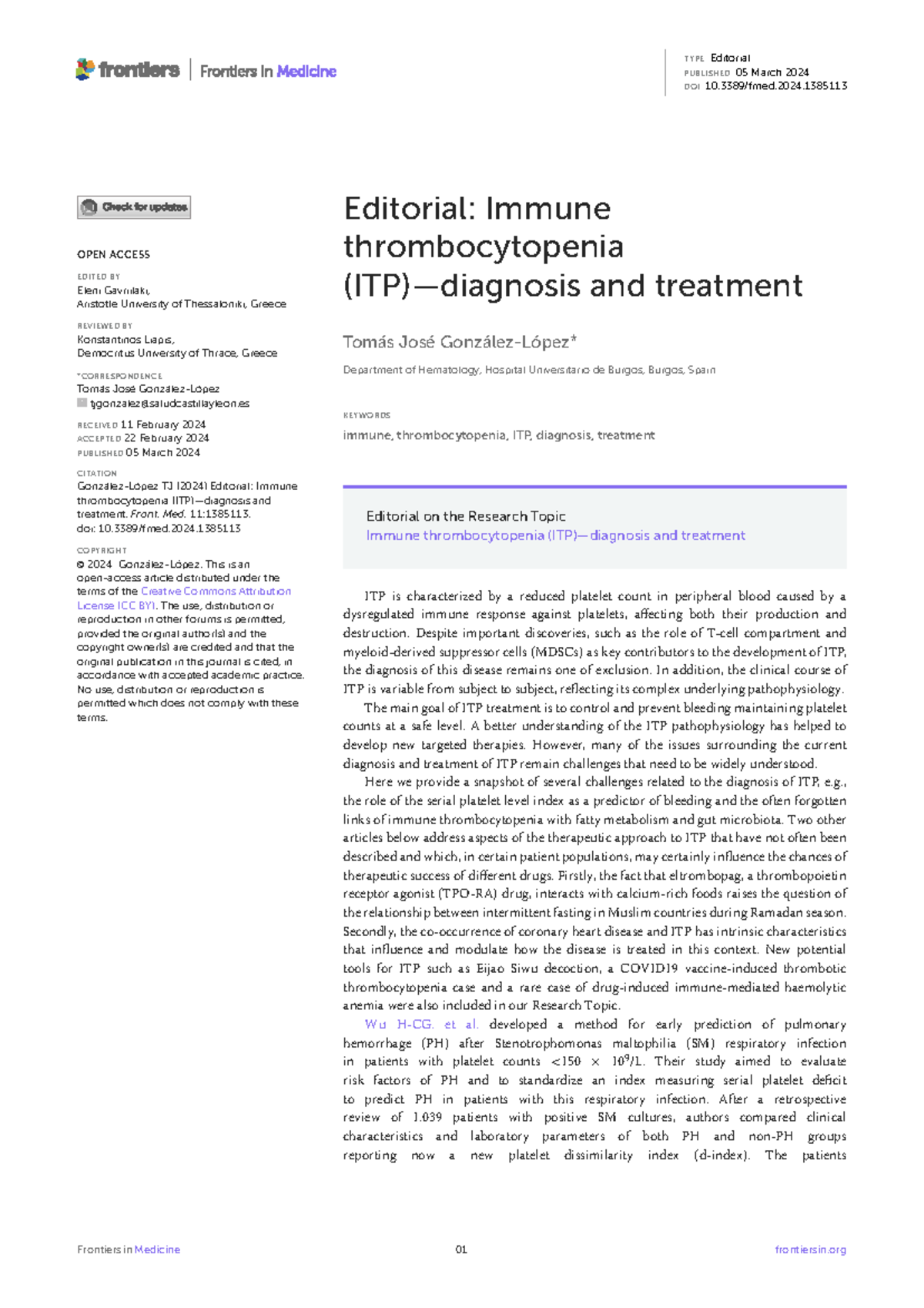 Immune Thrombocytopenia (ITP): Diagnosis & Treatment Overview - Studocu