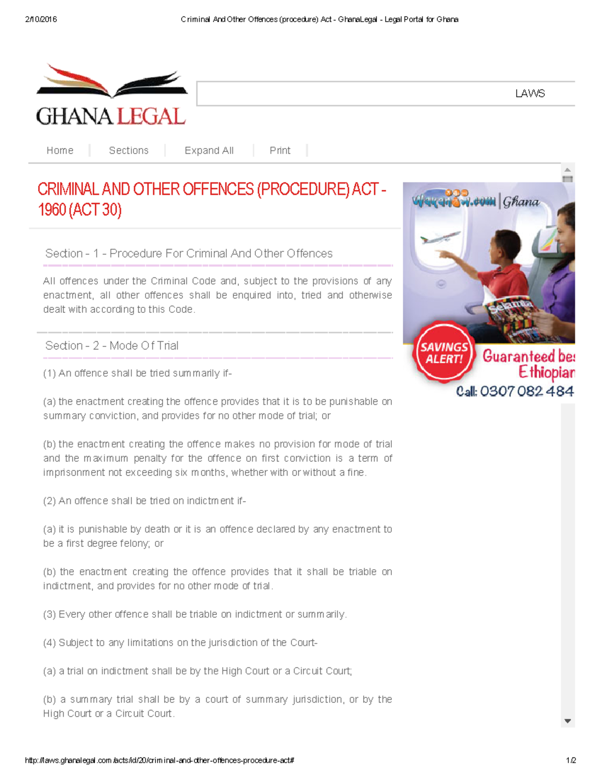 Criminal Procedure Act 1960 (Act 30) - Ghana Legal Overview - Studocu