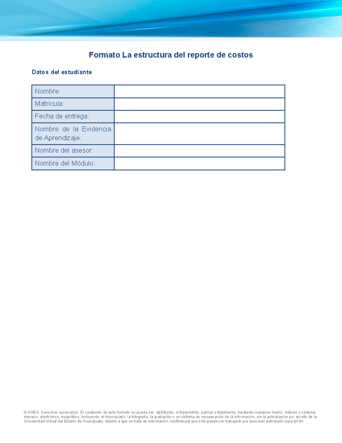 EA2 Formato La estructura y el reporte de costos - Formato La ...