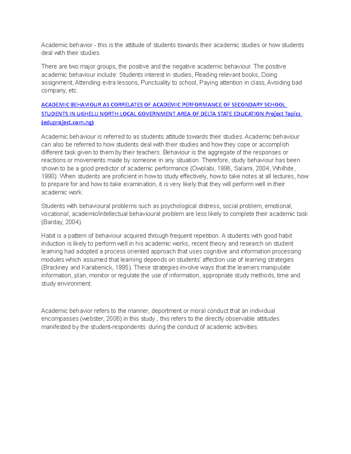 Academic Behavior and Its Impact on Secondary School Performance - Studocu