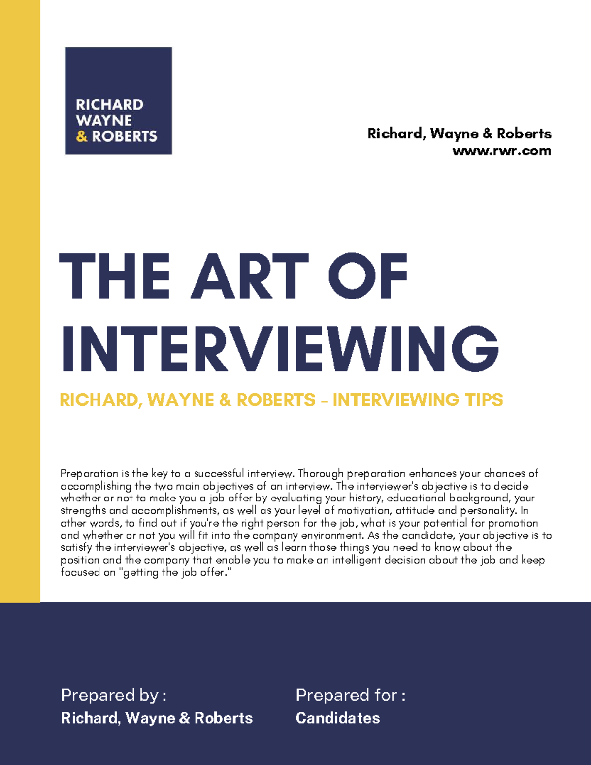 The Art of Interviewing: Tips by Richard, Wayne Roberts - Studocu