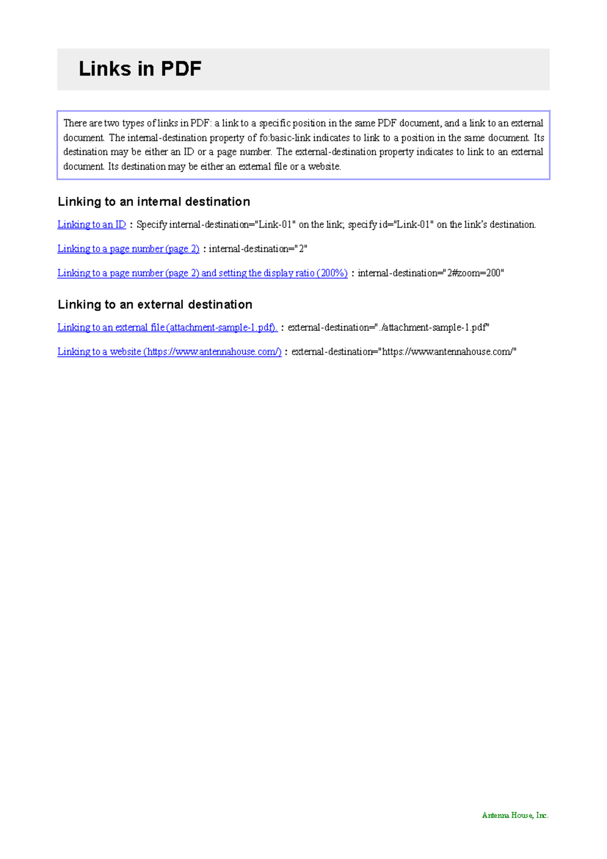 Antenna House PDF Linking: Internal and External Destinations Guide ...