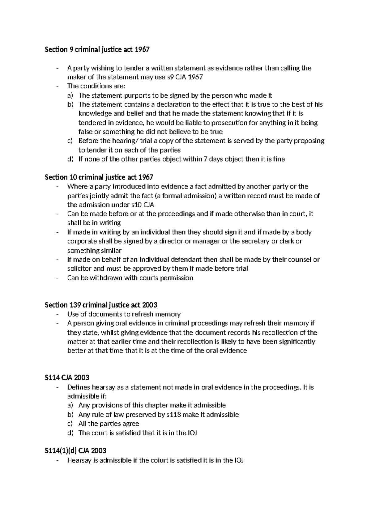 Criminal Statute Overview: Key Sections of CJA 1967 & 2003 Explained ...