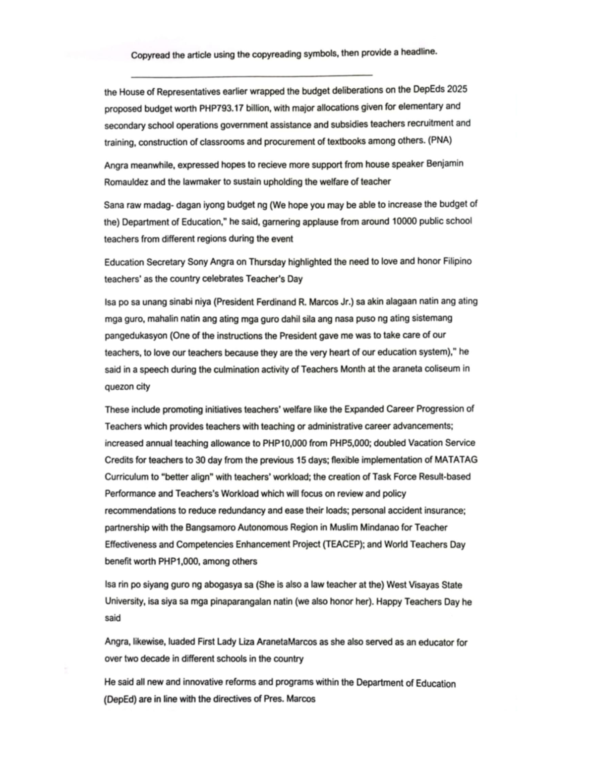 CHW English - Copyreading and Headline Writing Guide - Copyread the ...