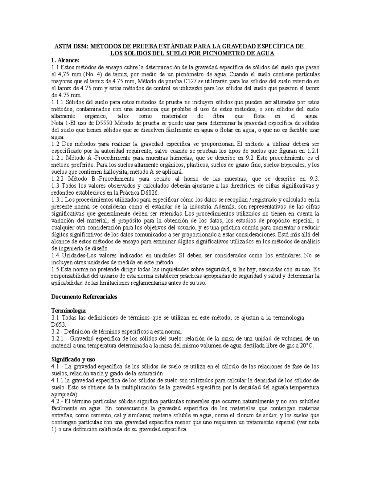 Guía de Métodos de Prueba ASTM D854: Gravedad Específica de Sólidos ...