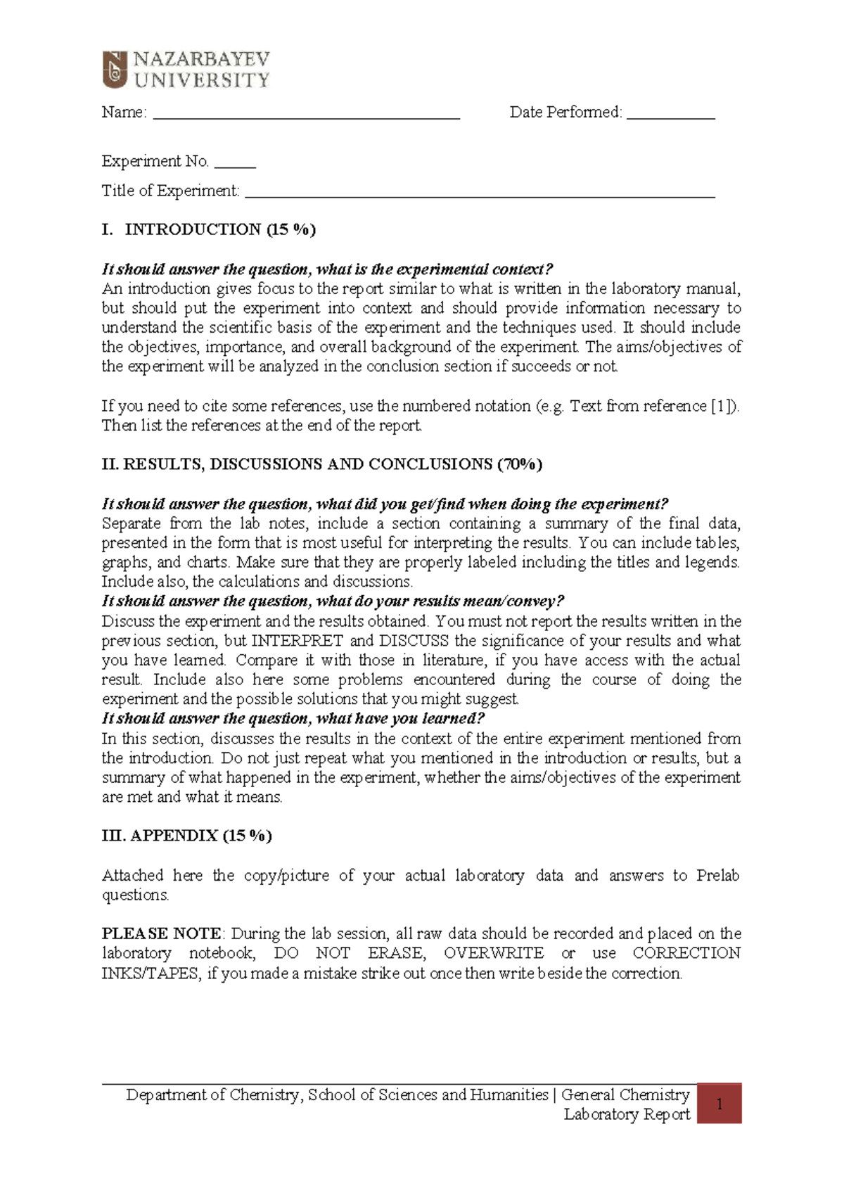 General Chemistry Lab Report 1: Experiment Overview & Analysis - Studocu