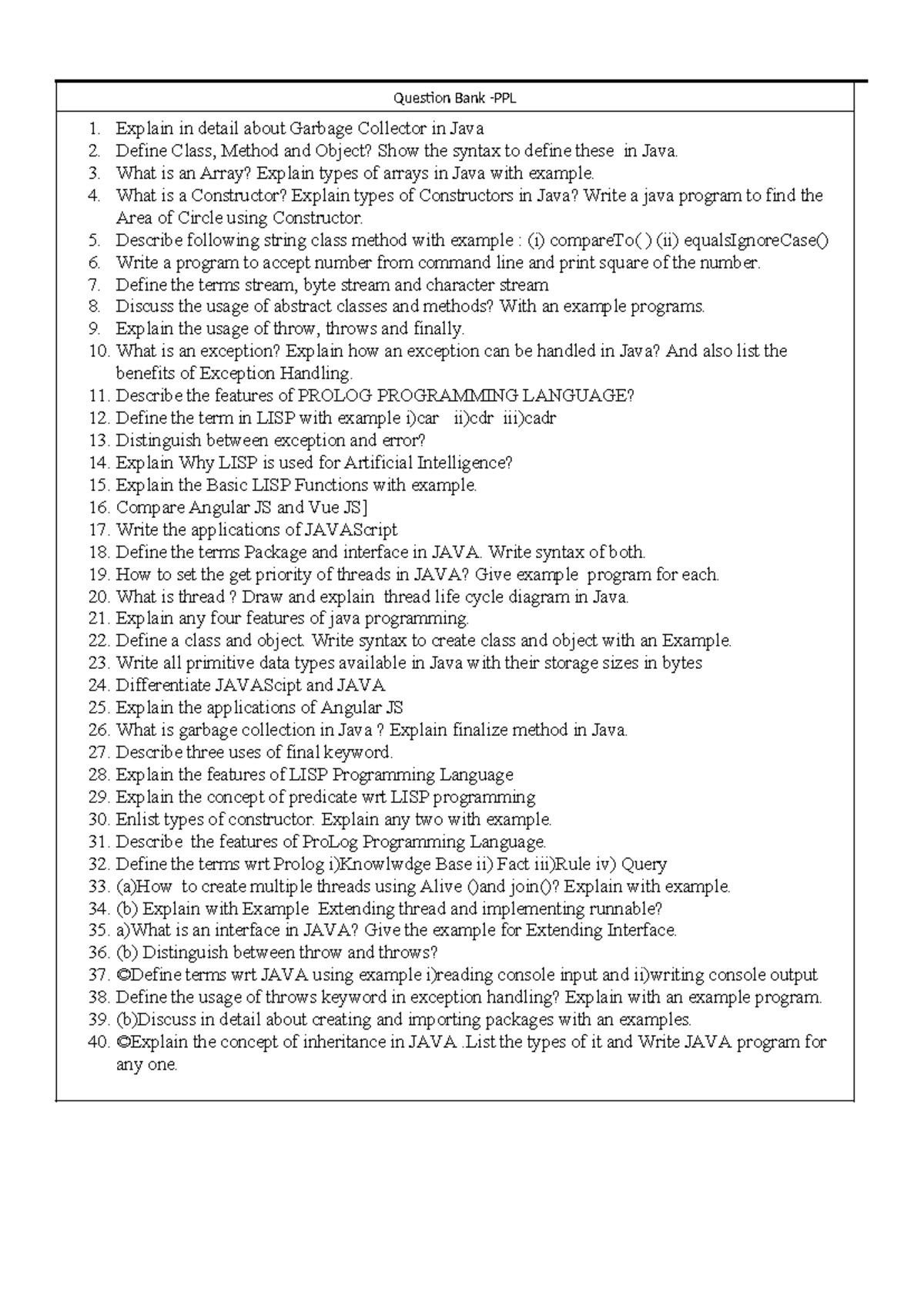 Java programming question bank: concepts, syntax, and examples - Studocu