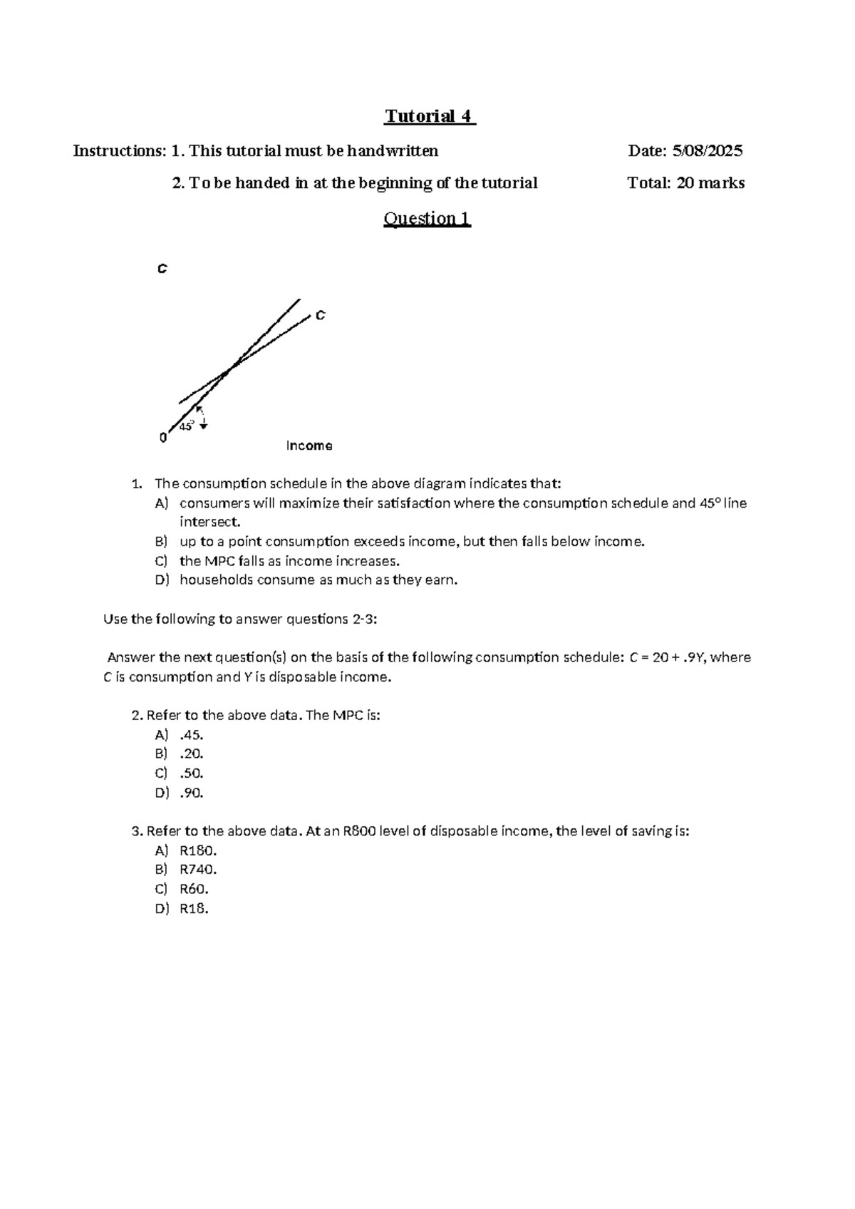 Tutorial 4 2025 - Handwritten Practice Questions and Instructions - Studocu