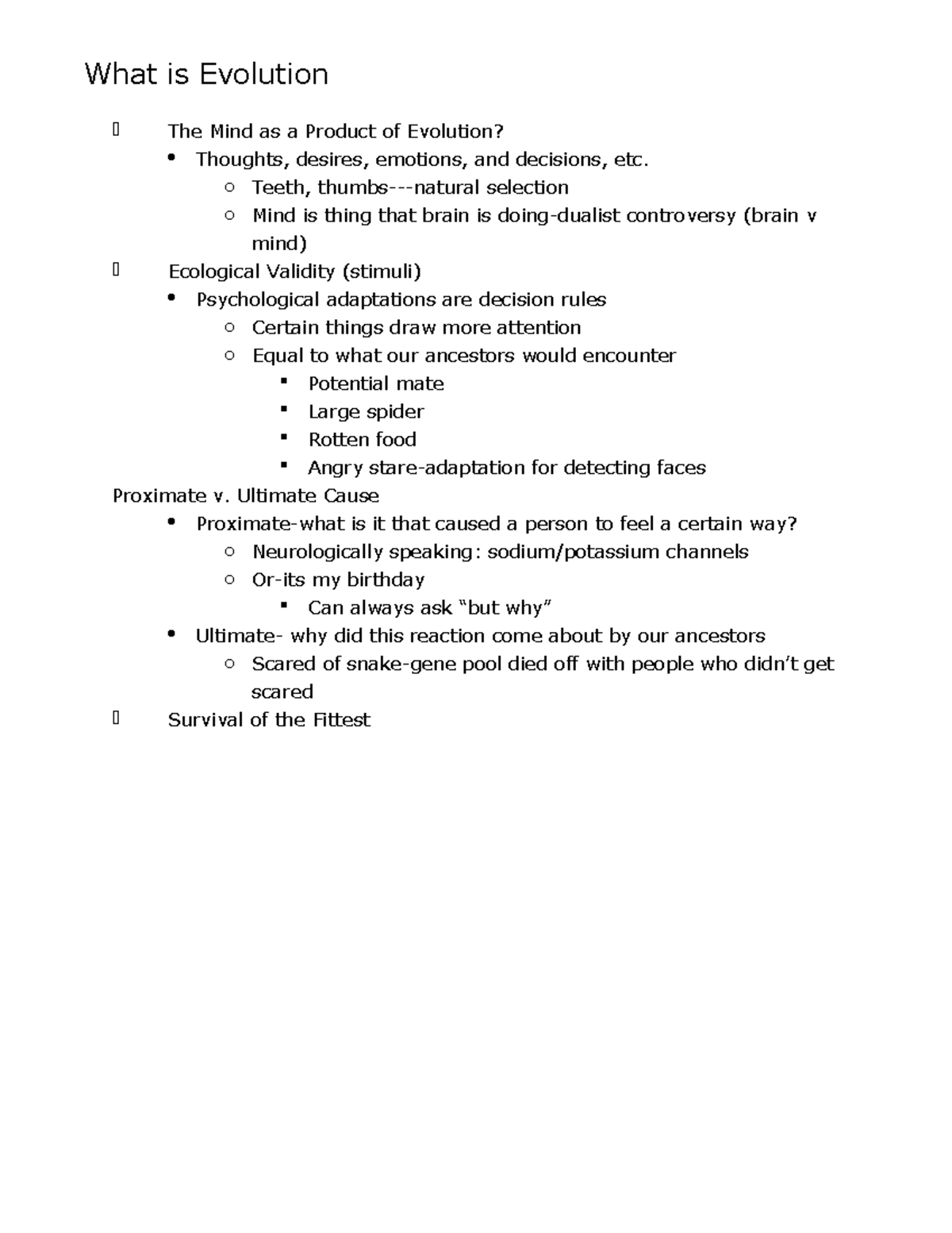 Evolution Basics - Lecture notes 1-3 - What is Evolution The Mind as a ...