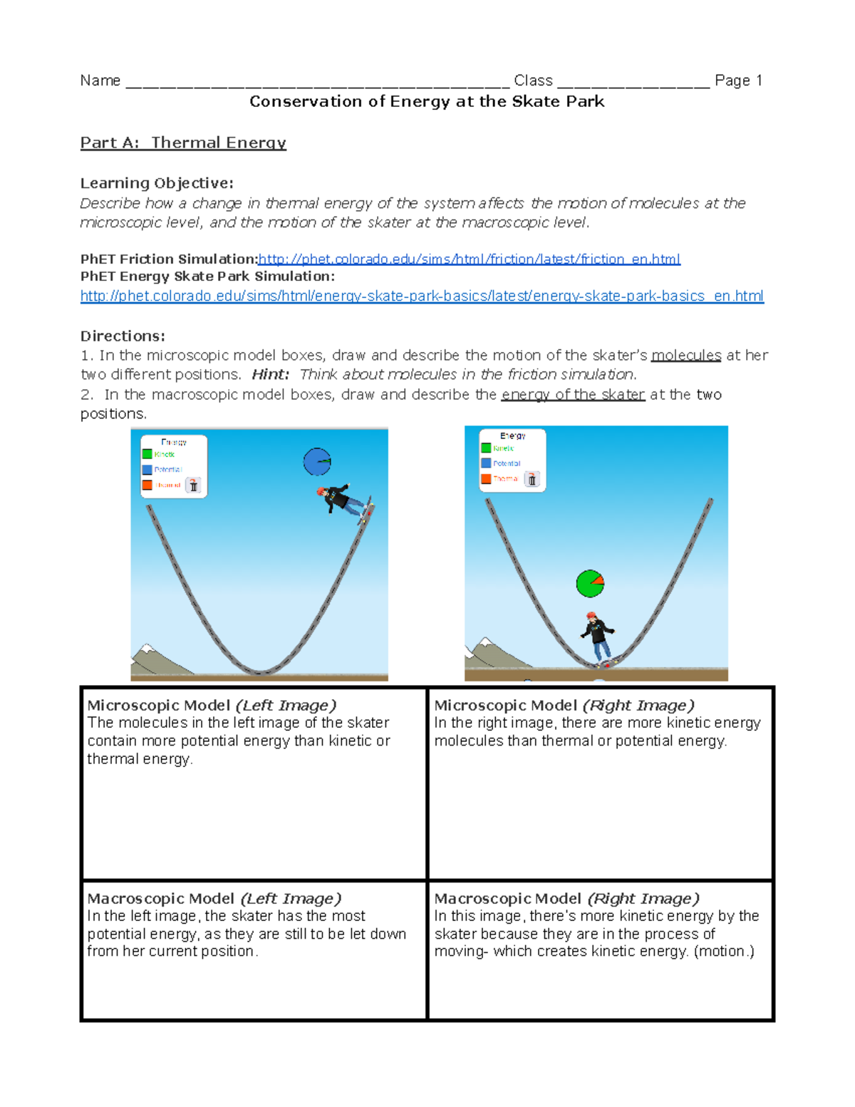 Conservation of Energy Lab (PHeT): Insights from Skate Park Simulations ...