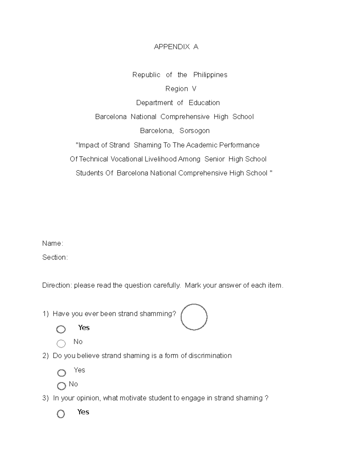 Practical Assignment: Impact of Strand Shaming on SHS Performance - Studocu