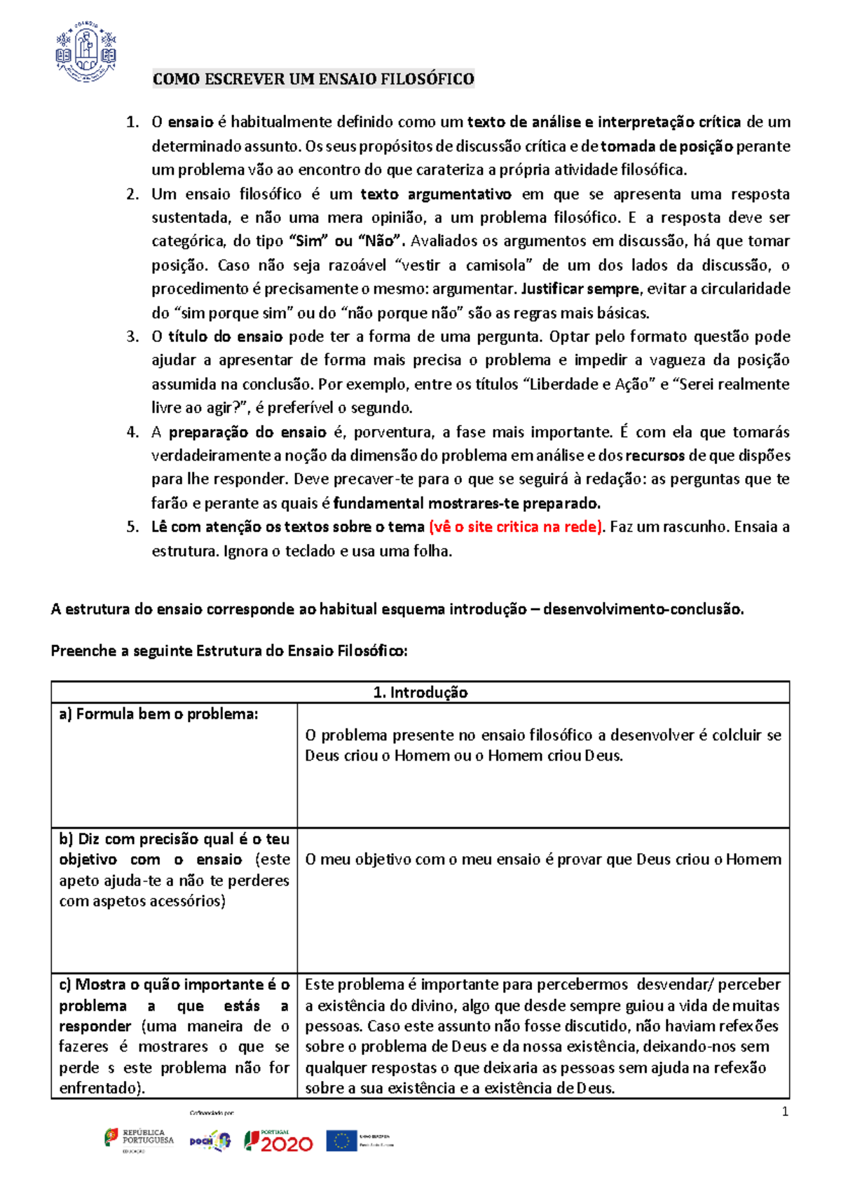 Ensaio Filosófico: Estrutura e Orientações para a Redação - Studocu