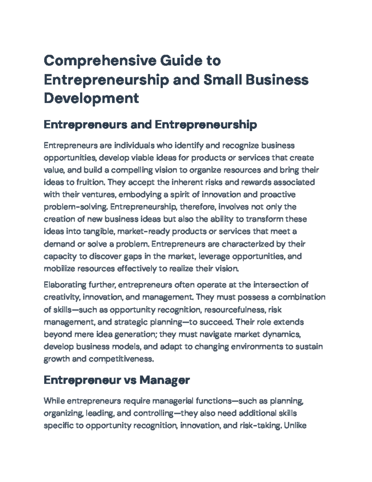 Comprehensive Guide to Entrepreneurship & Small Business Development ...