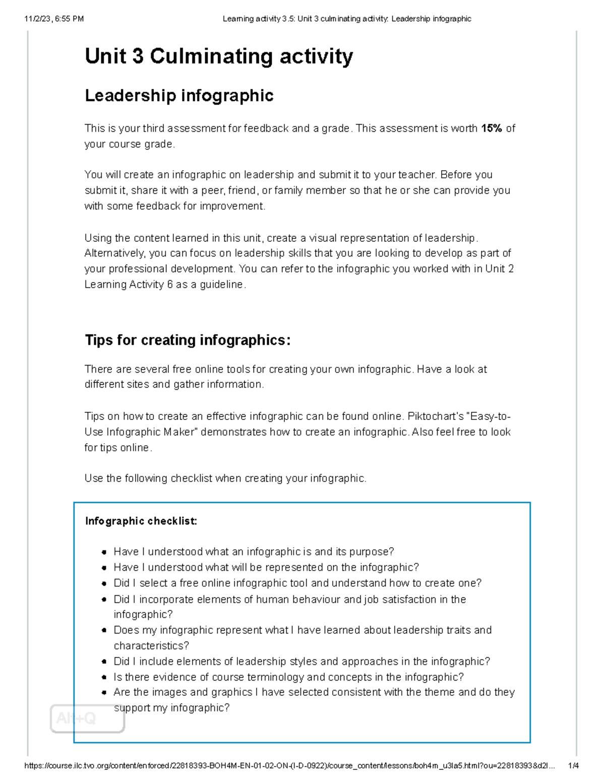 Leadership Infographic - Unit 3 Culminating Activity (15% of Grade ...