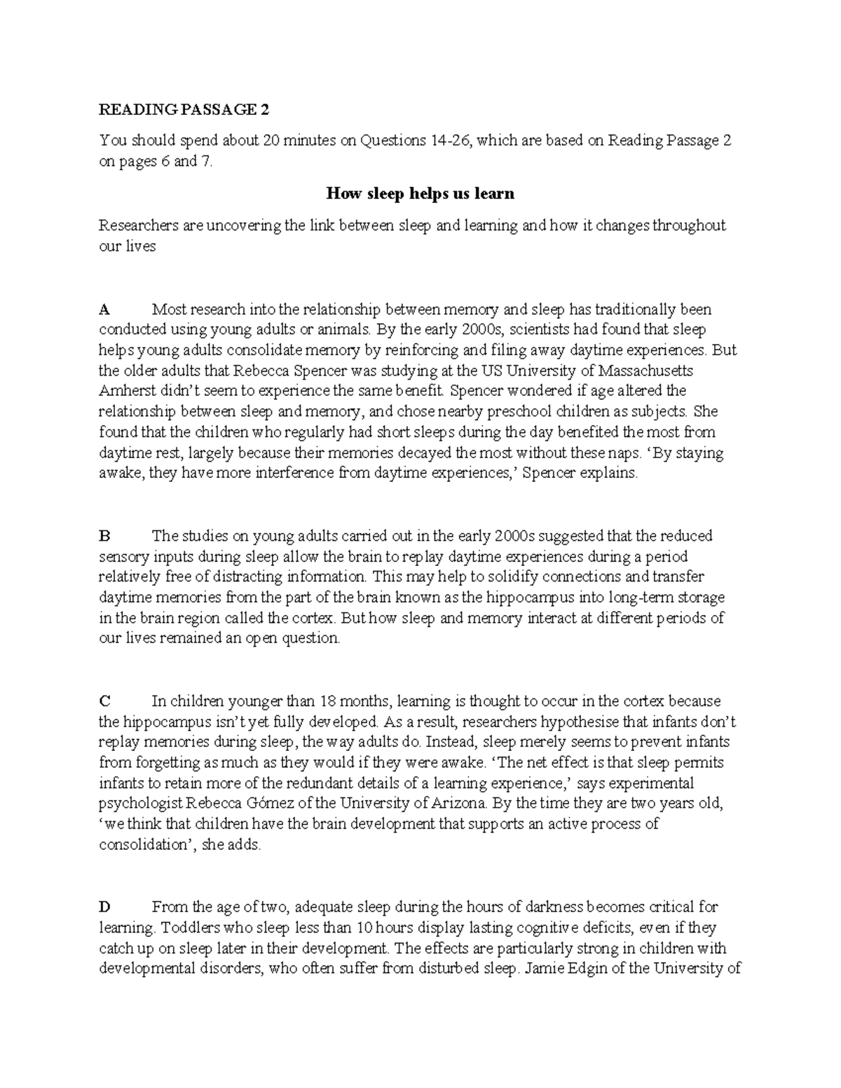 How Sleep Enhances Learning Across Different Age Groups - Studocu
