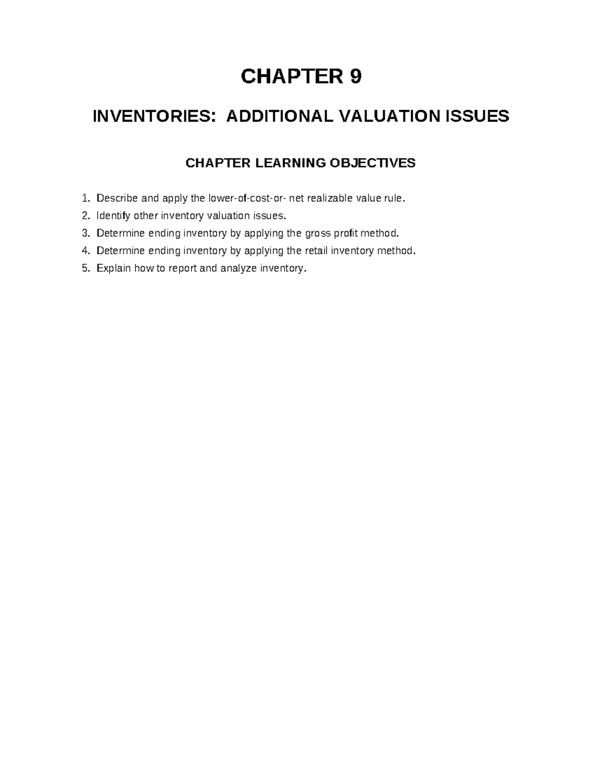 CHAPTER 9: INVENTORIES - ADDITIONAL VALUATION ISSUES (IFRS) - Studocu