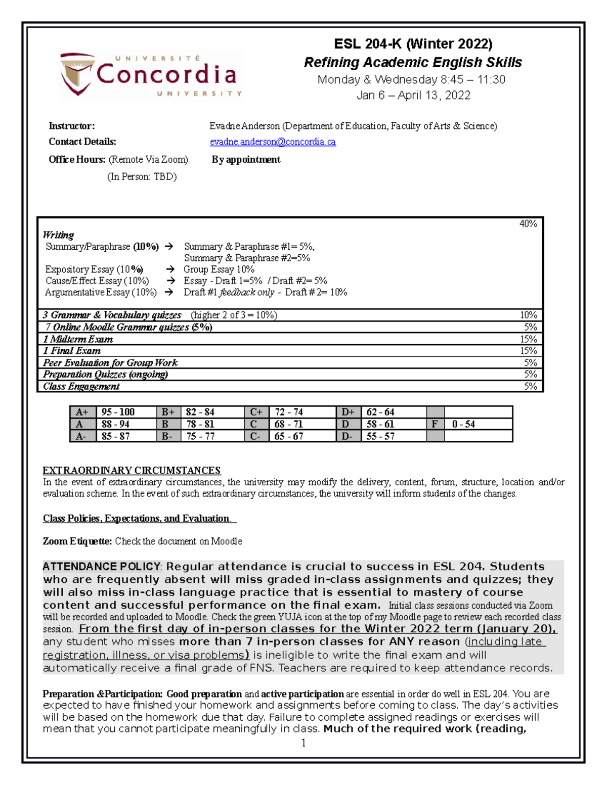 ESL 204 K Course Outline year 2021 / 2022 - ESL 204-K (Winter 2022 ...
