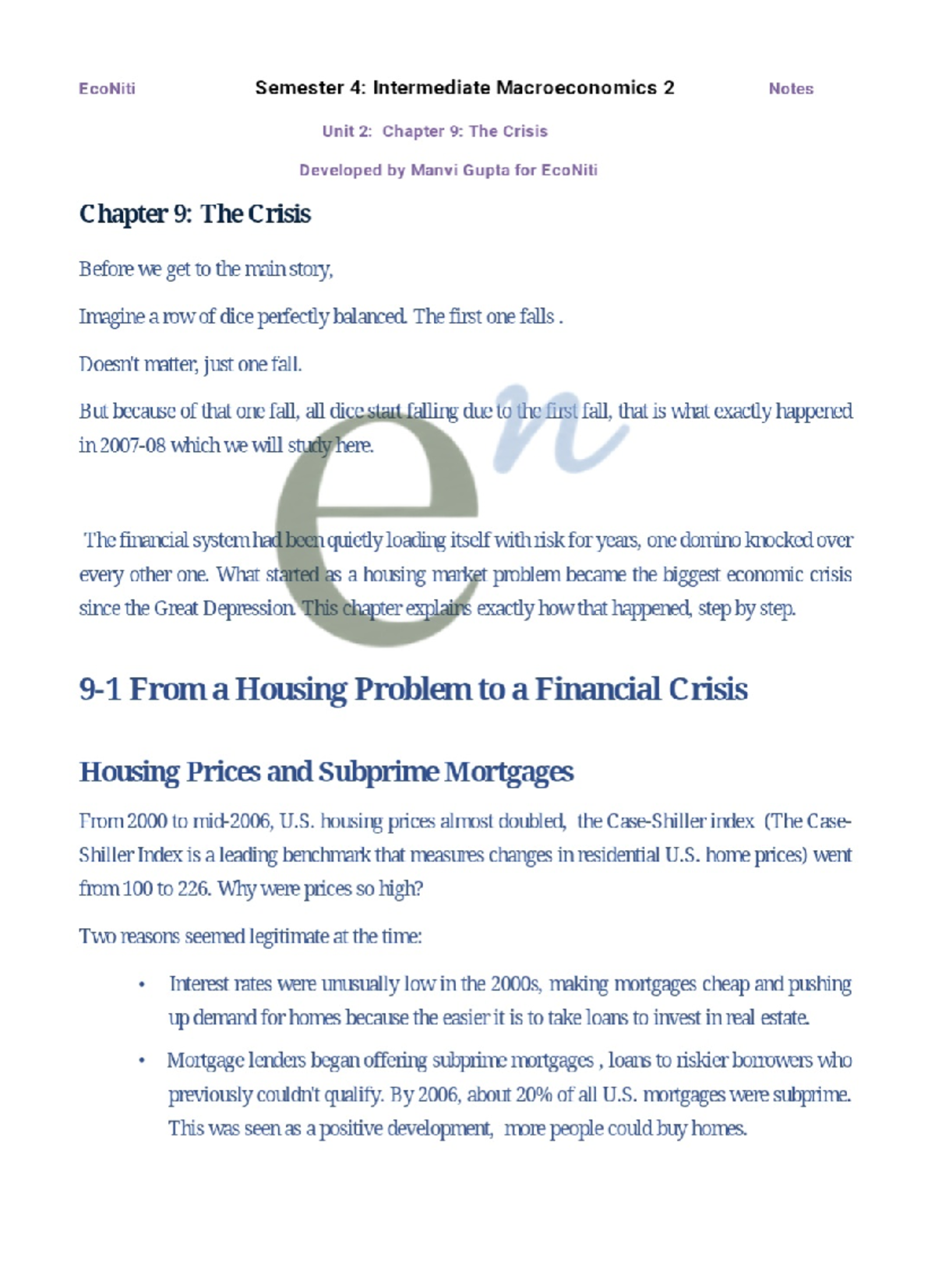 EcoNiti Semester 4: Intermediate Macroeconomics 2 Notes - Chapter 9 ...