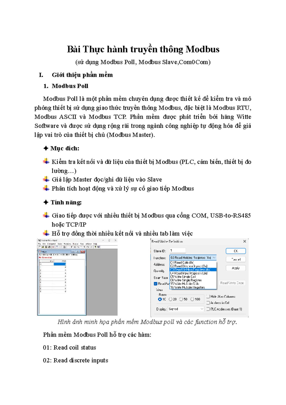 Thực hành Truyền thông Modbus (Modbus Poll, Modbus Slave) - Studocu