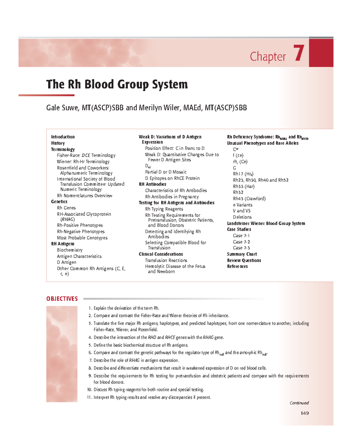 Chapter 7: The Rh Blood Group System - Comprehensive Overview - Studocu