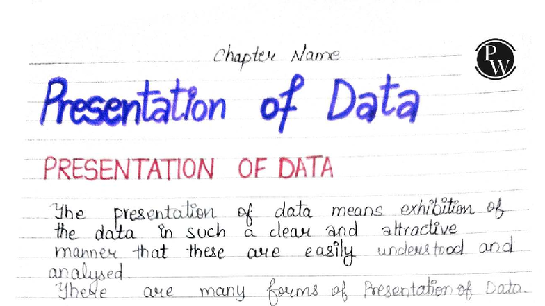 Chapter PW: Presentation of Data - Handwritten Notes - Studocu