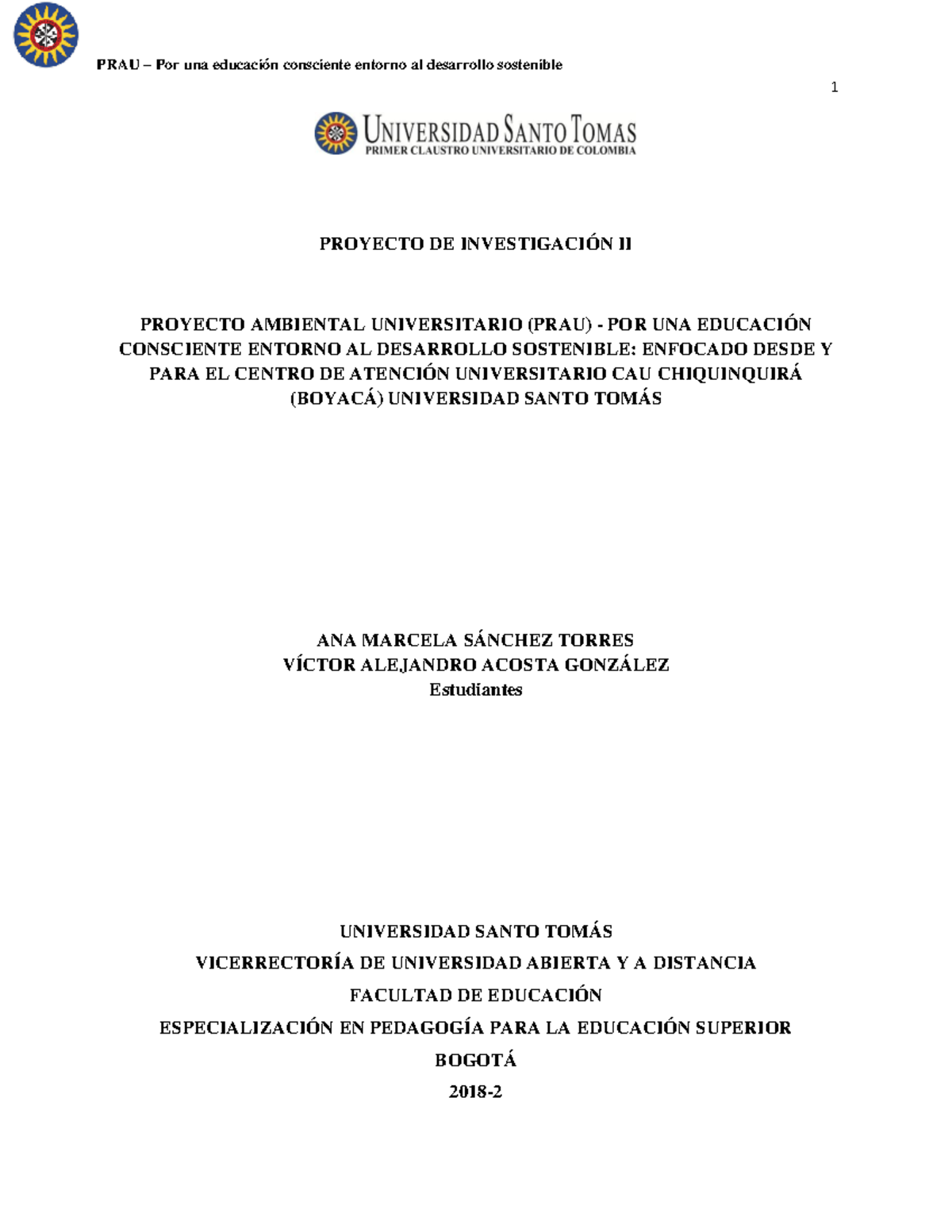 Proyecto de Investigación II sobre Desarrollo Sostenible y Educación ...