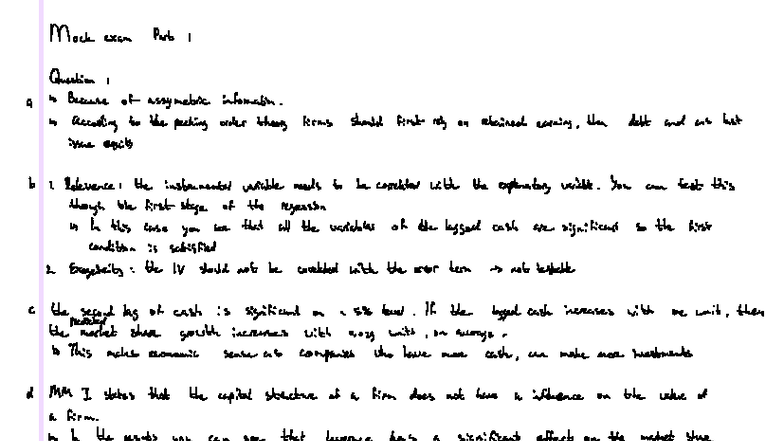 Mock Exam Notes for E1: Economic Theory and Market Share Analysis ...