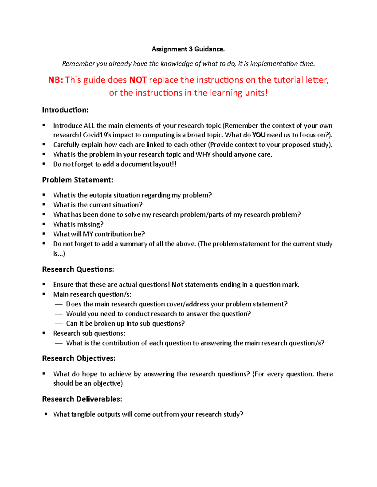 Assignment 3 Guidance: Research Topic Development And Structure - Studocu