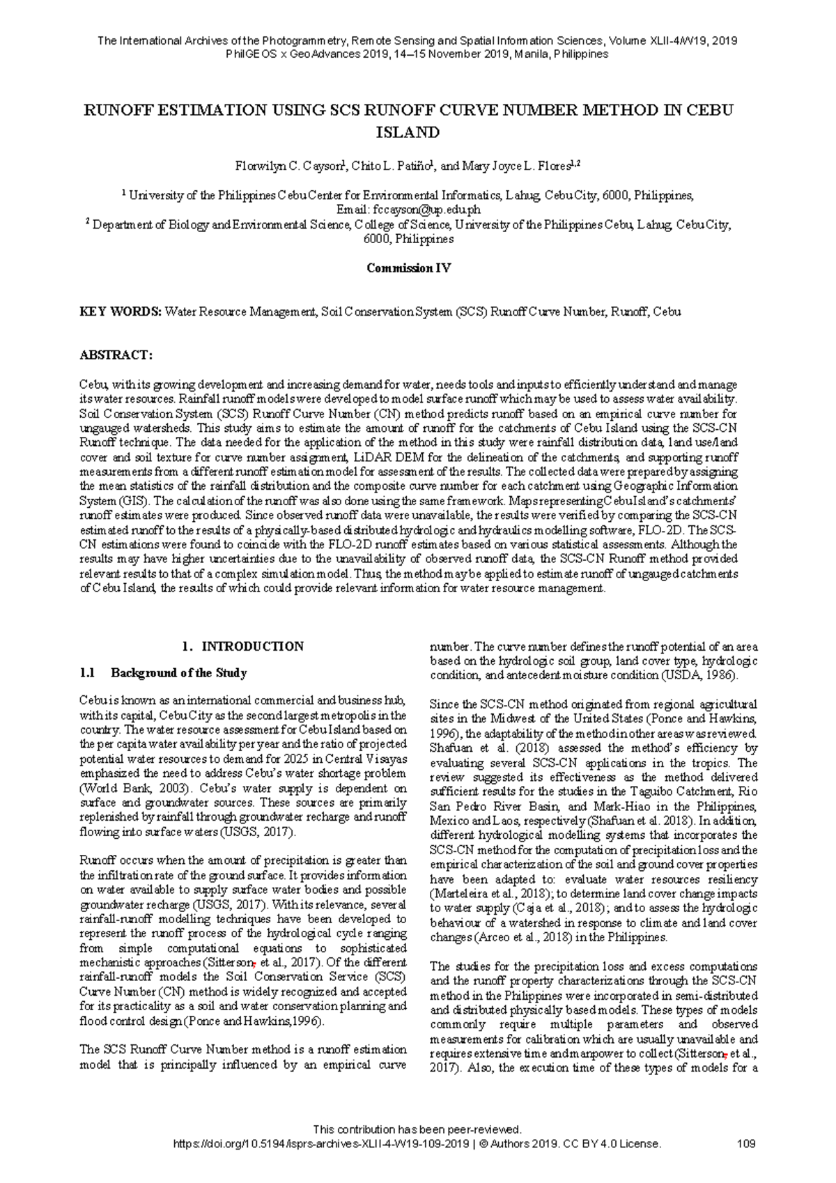 Runoff Estimation Using SCS Curve Number Method in Cebu Island ME - Studocu