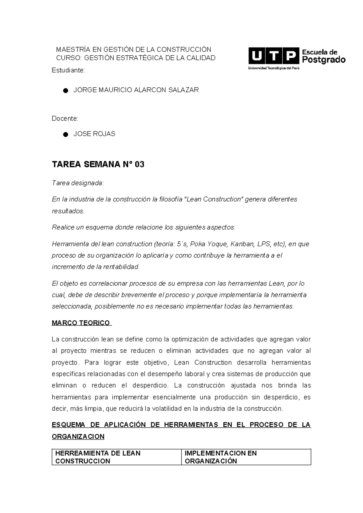 Tarea N° 03 - Control de Calidad en Gestión Constructiva (MAESTRÍA ...