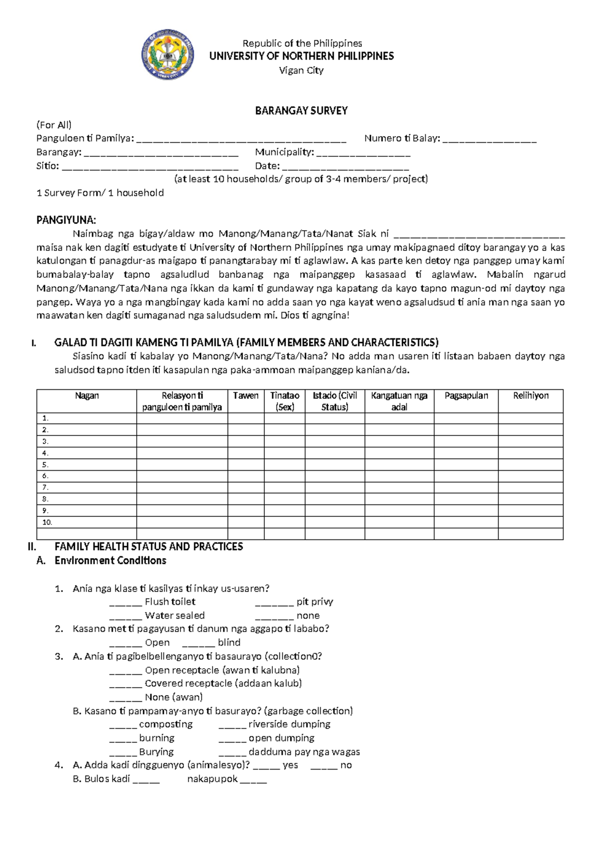 Barangay Assessment Survey for the Environment - Republic of the ...