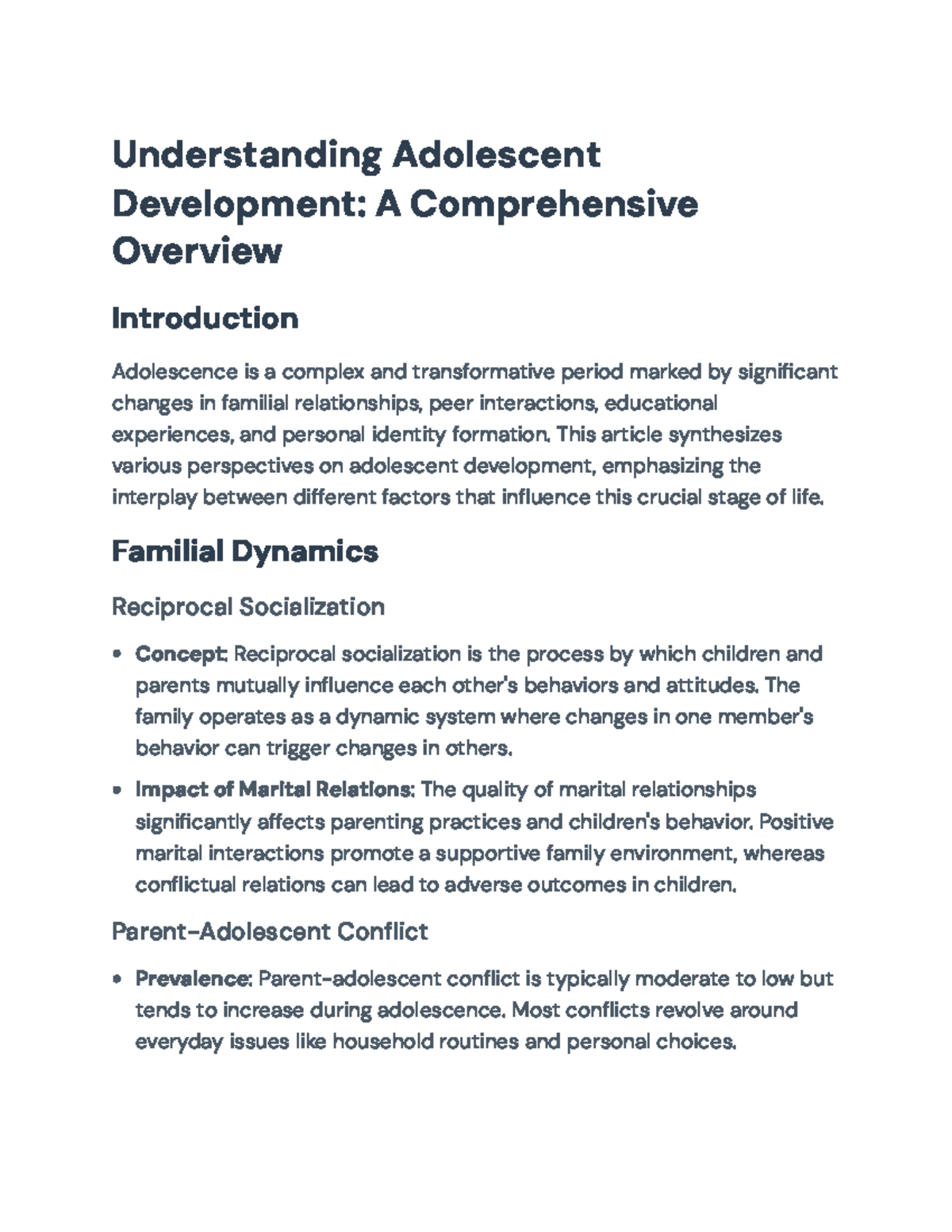 Adolescent Development: Family, Peers, and Educational Influences ...