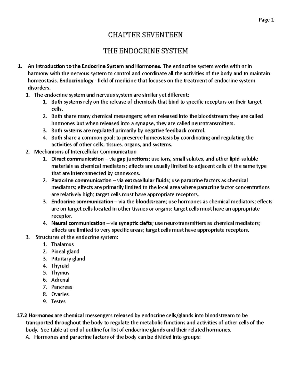 Anatomy & Physiology: Chapter 17 - Overview of the Endocrine System ...