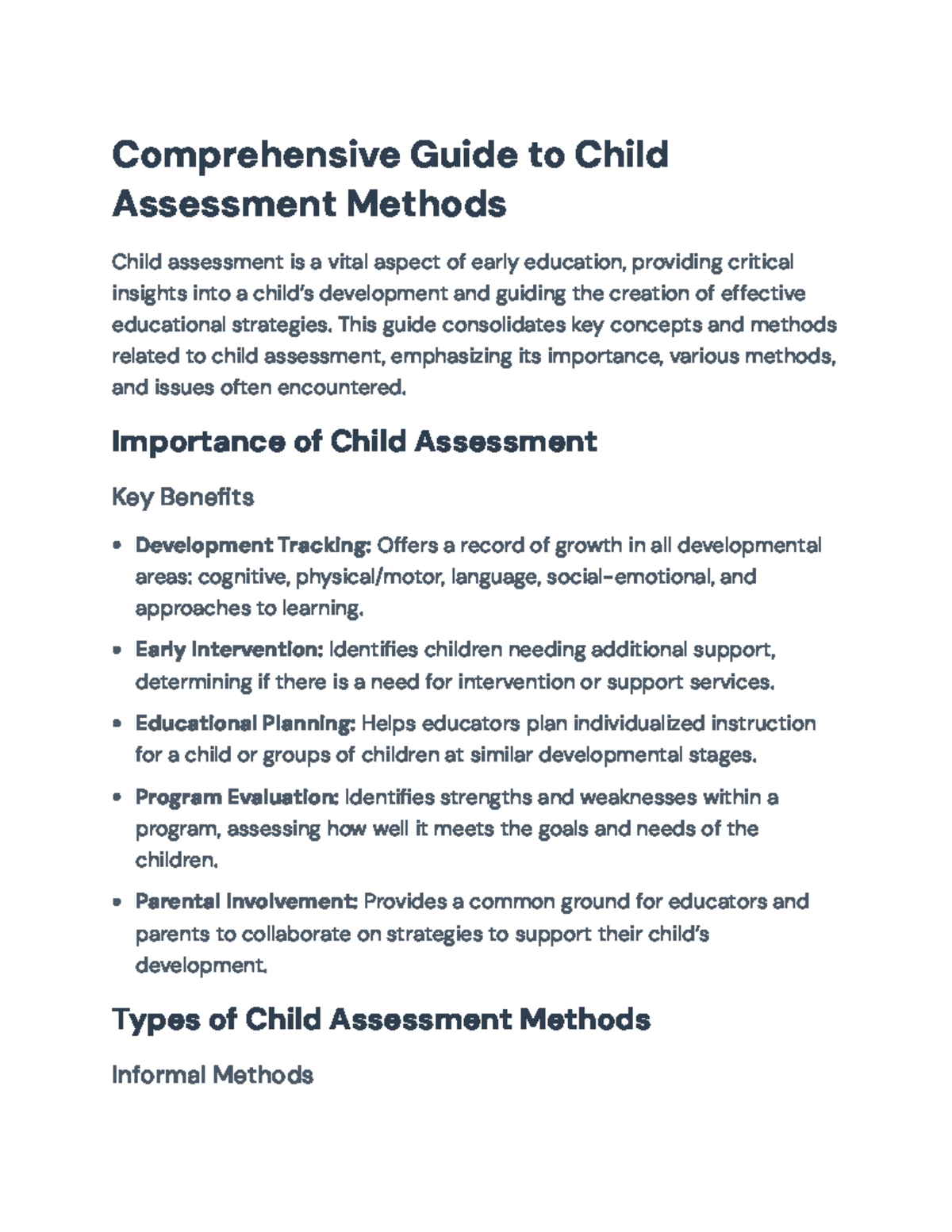 Comprehensive Guide to Child Assessment Methods and Strategies ...