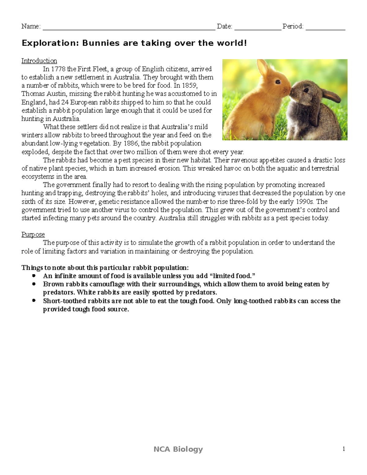 09 Lab: Exploring Bunny Population Change & Ecosystem Impact - Studocu