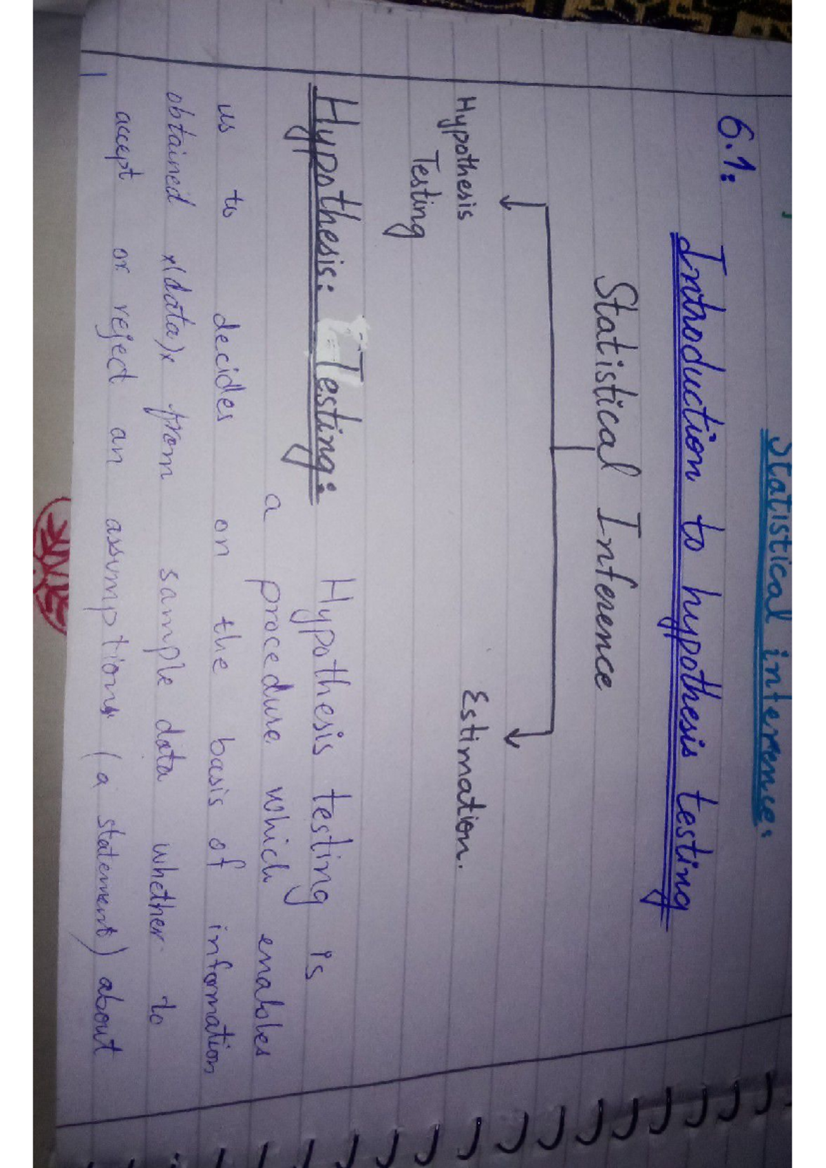 Statistical Inference: Hypothesis Testing Notes (STAT 6, 7, 8, 9) - Studocu