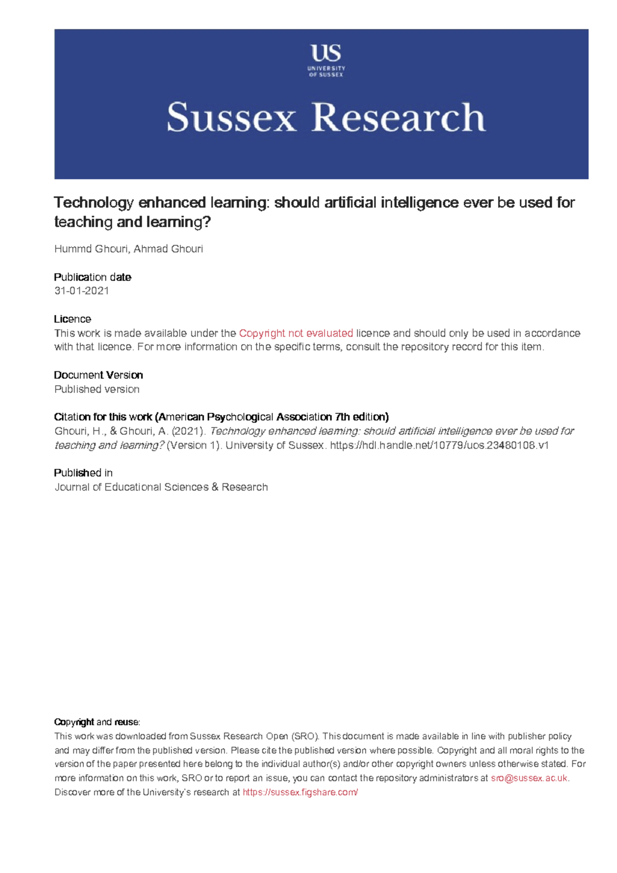 JESR 2020 - nghiên cứu khoa học - Technology enhanced learning: should ...