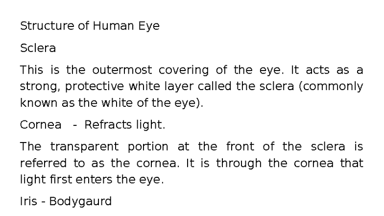 Human Eye Structure and Function: A Comprehensive Overview - Studocu