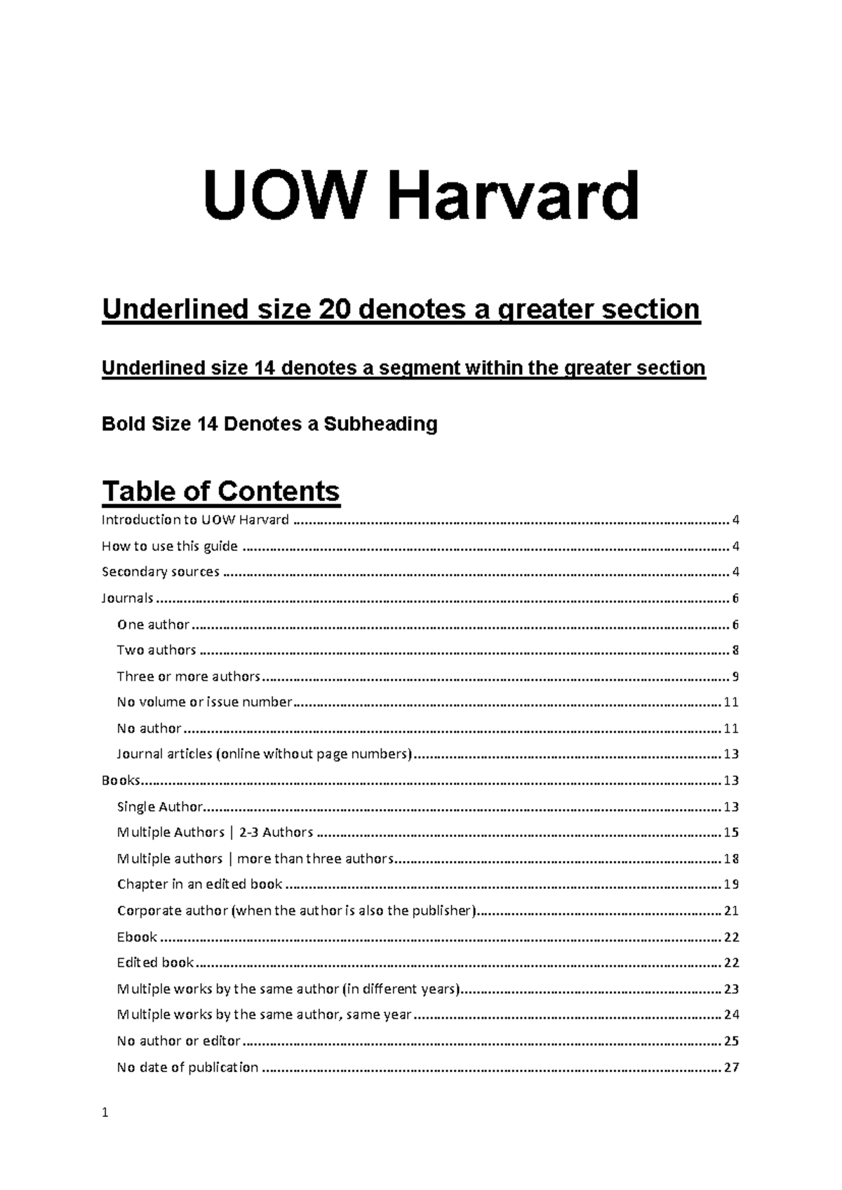 UOW Harvard Referencing Guide - Comprehensive Overview (16032022) - Studocu