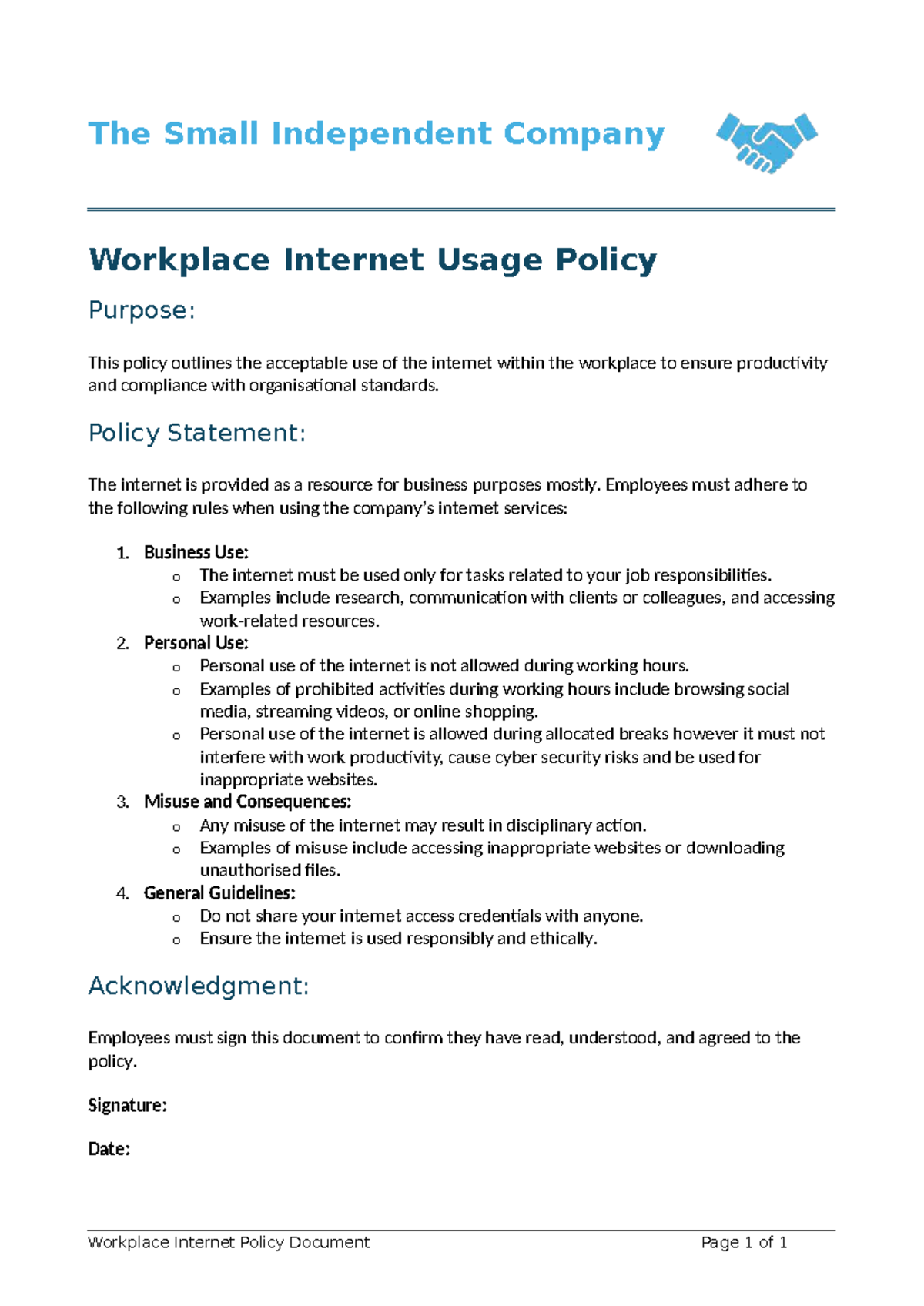 Cl Security TL Appx: Workplace Internet Usage Policy Guidelines - Studocu