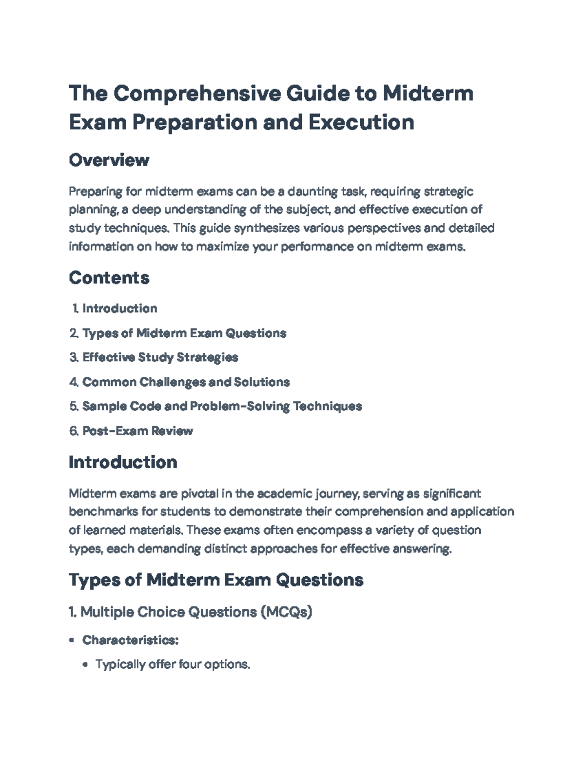 Strategies for Midterm Exam Preparation and Performance - The ...
