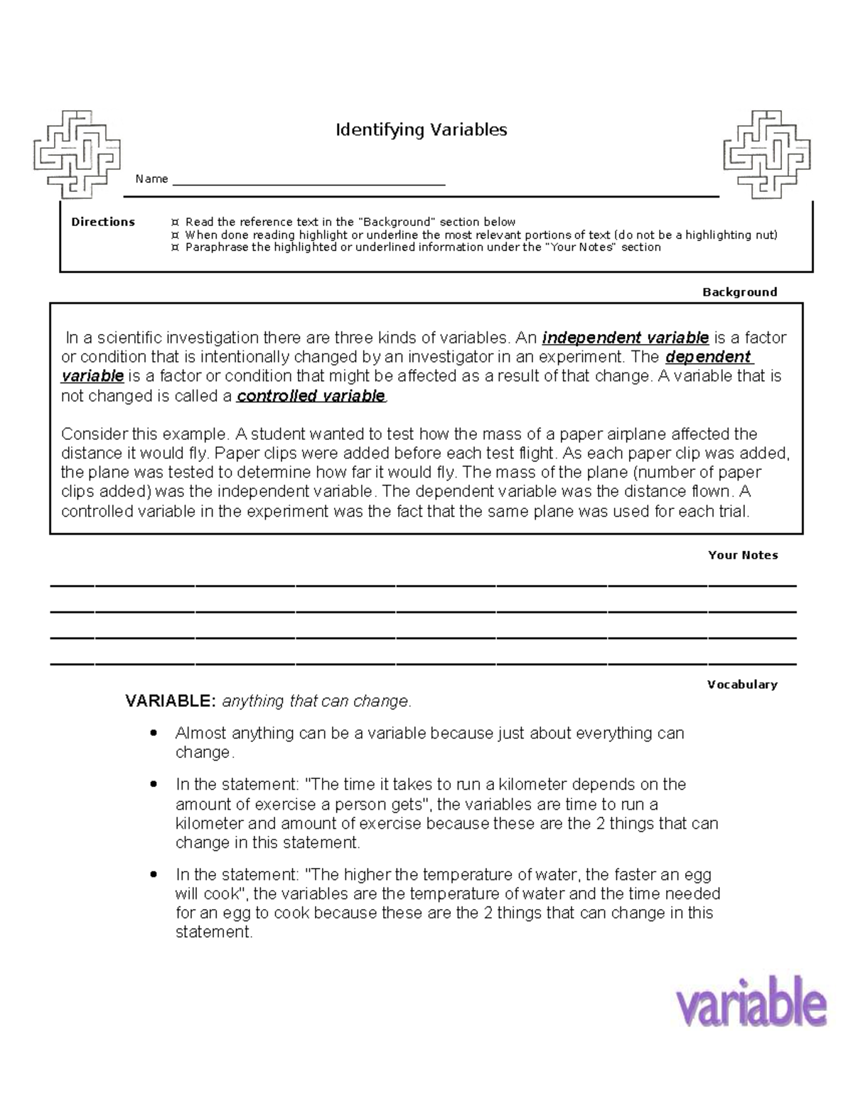 Identifying Variables in Scientific Investigations: A Guide - Studocu