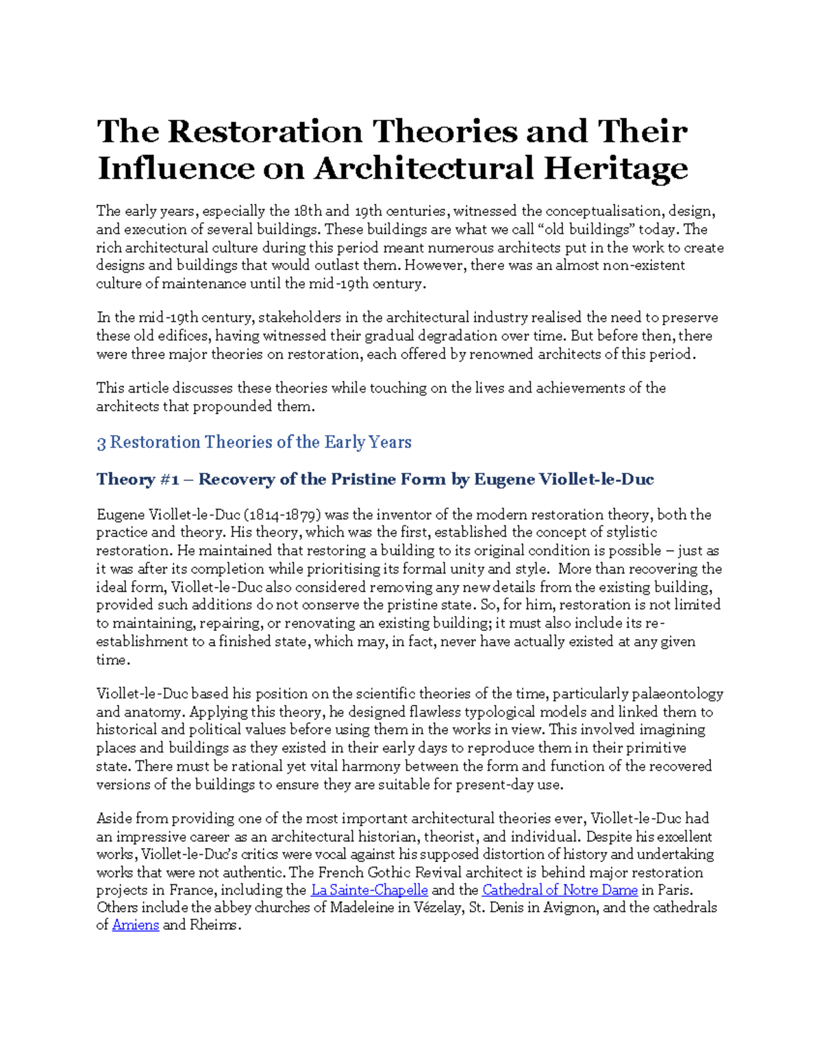 Architectural Heritage and 3 Restoration Theories: A Historical ...