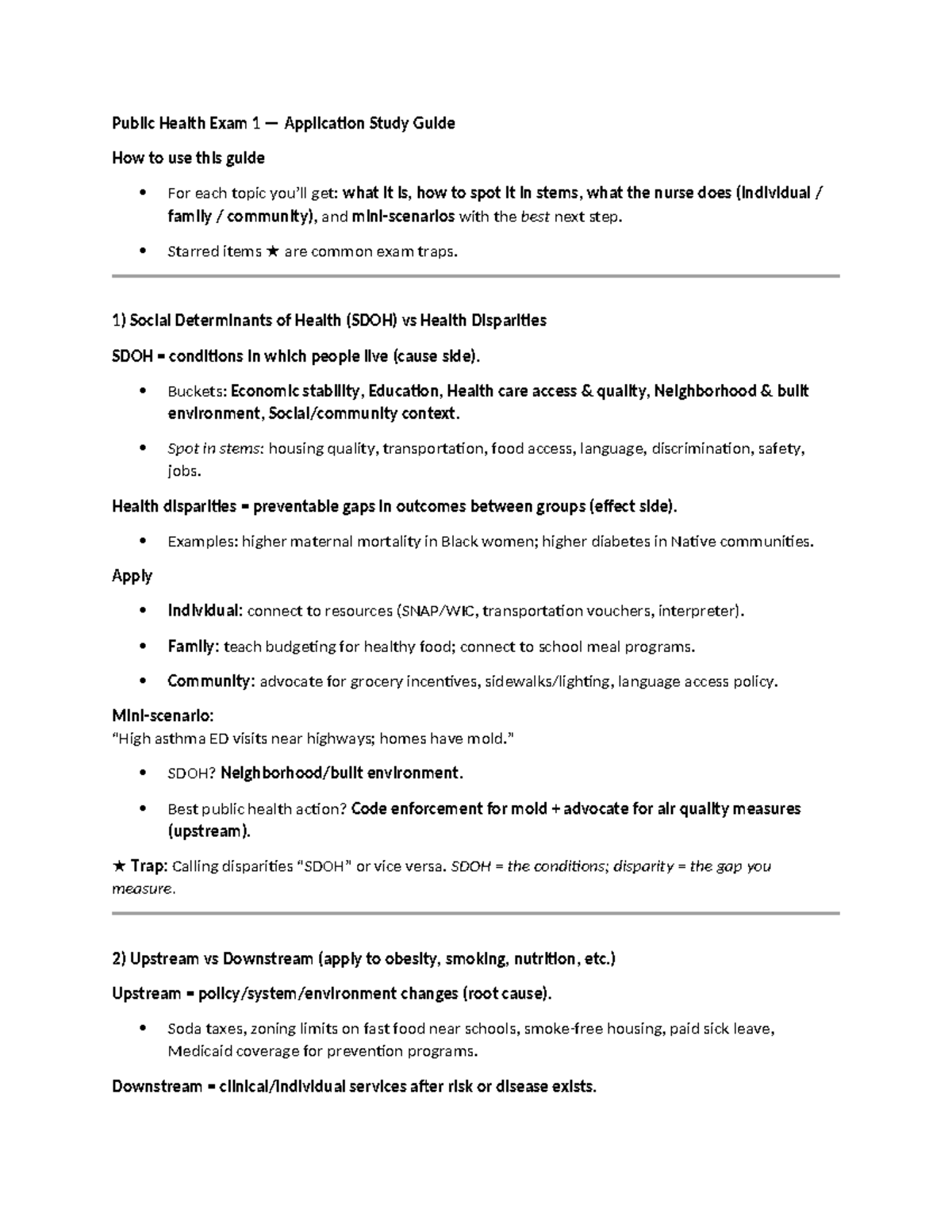Public Health Exam 1 Study Guide: Key Concepts & Traps - Studocu
