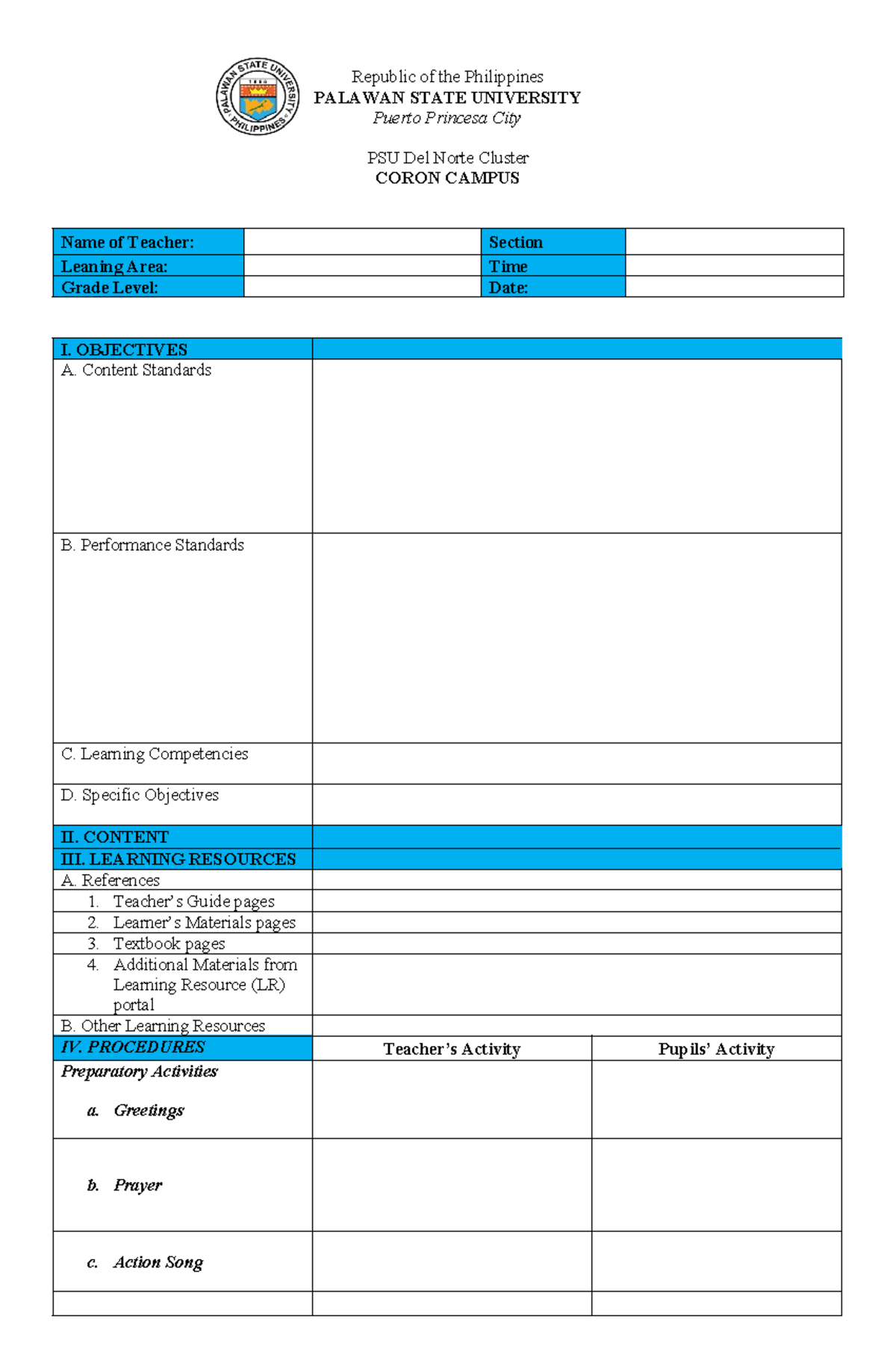 DLP-Format English Lesson Plan - Palawan State University - Studocu