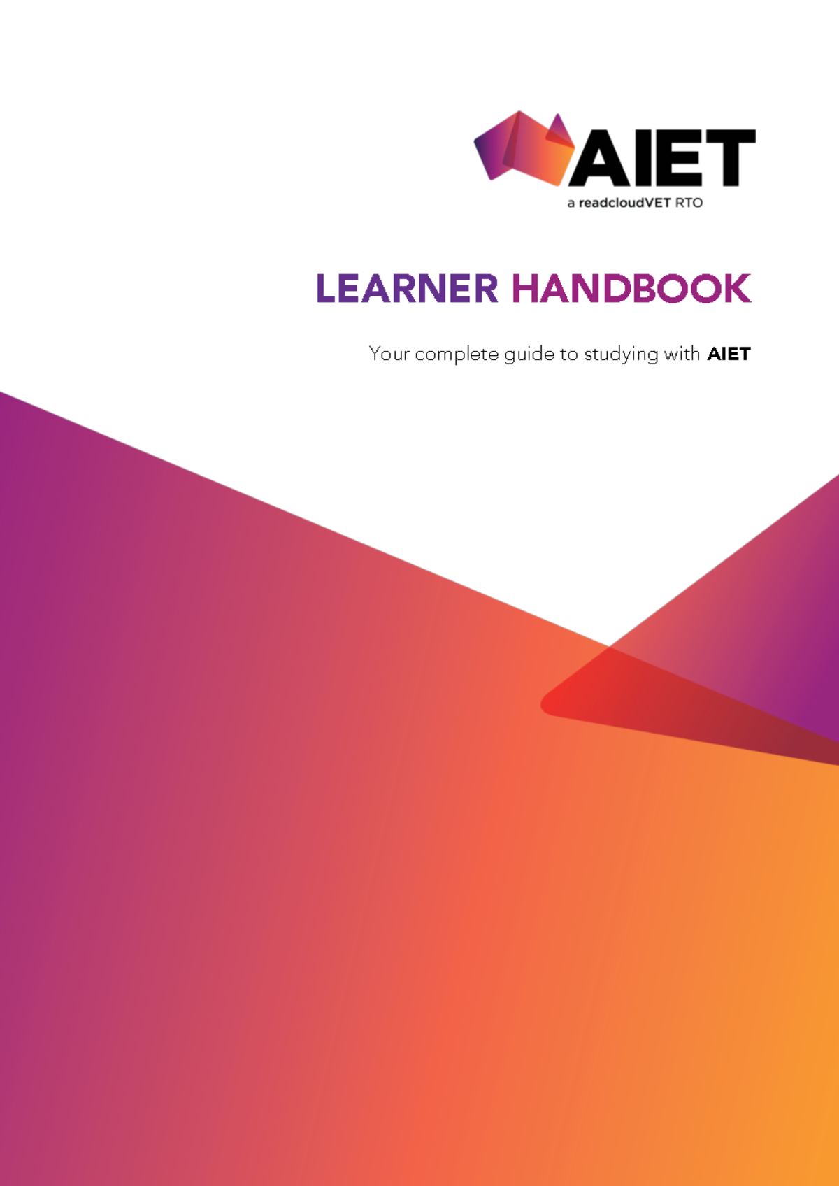 Learner Handbook 2023: Your Guide to VET with AIET - Studocu