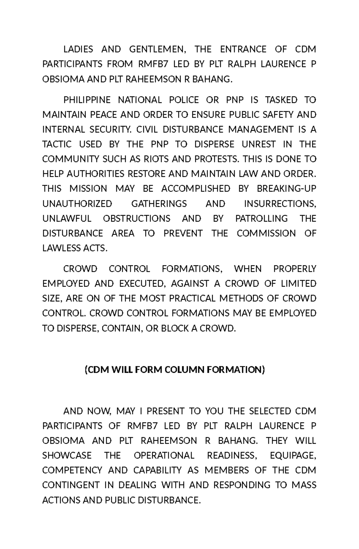 CDM- Practical Exercises on Crowd Management Techniques - Studocu